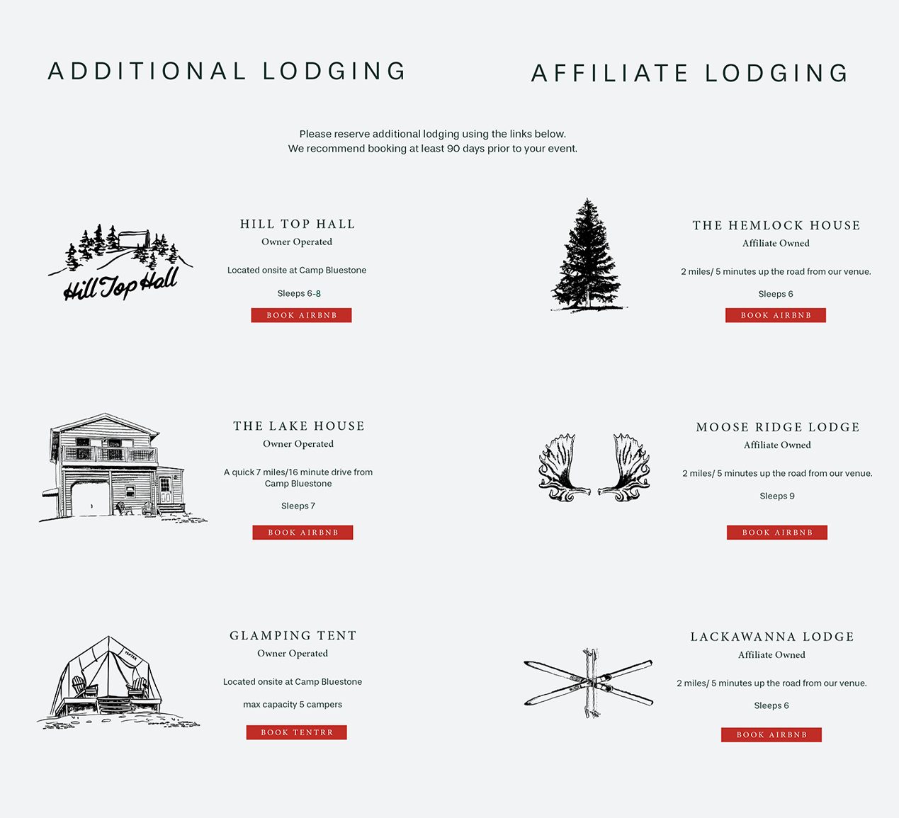Lodging - Camp Bluestone Venue